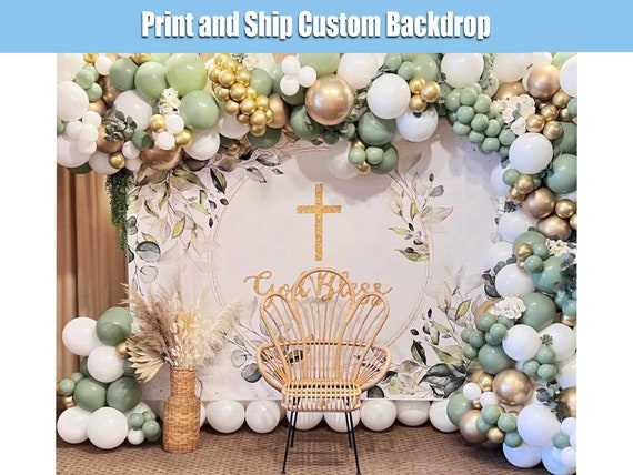 God Bless Party Backdrop Greenery Baptism Chritian Baby Rustic - Etsy