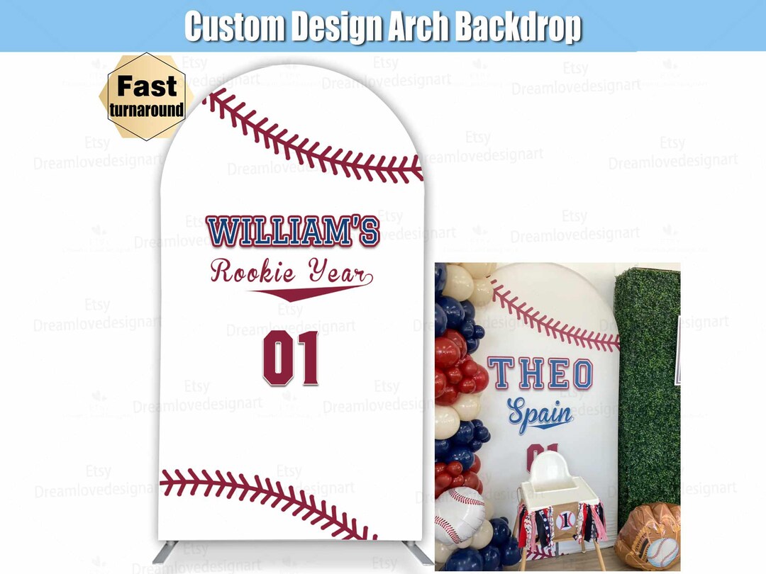 Baseball Arch Backdrop Cover Stand Custom Rookie of the Year 1st ...