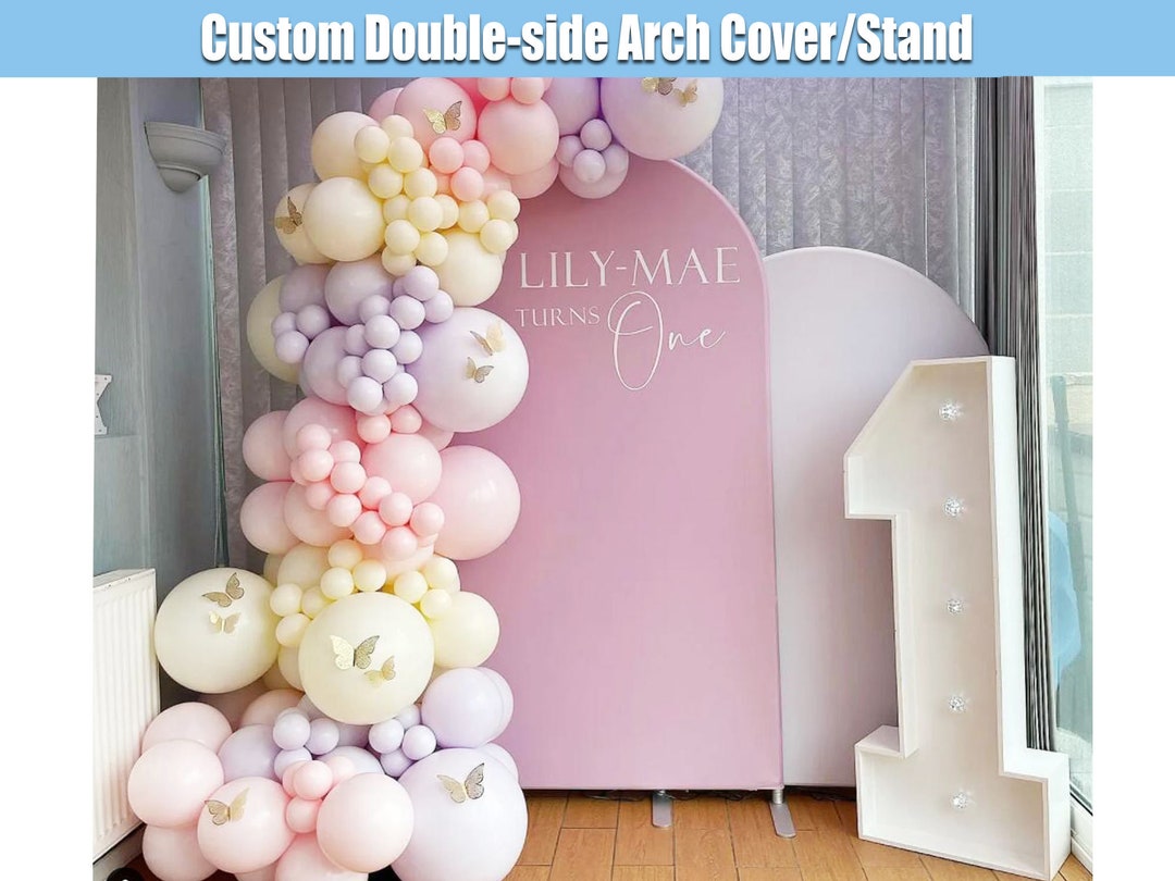 Light Pink Arch Backdrop Cover Stand Custom White Birthday Baby Shower ...