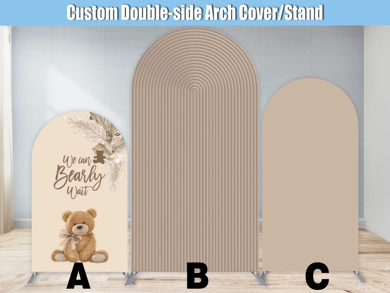 Bear Oh Baby Shower Arch Backdrop Cover We Can Bearly Wait Party Stand ...