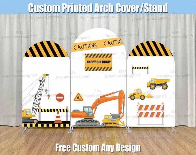 Construction Happy Birthday Backdrop Construction Birthday Decorations ...