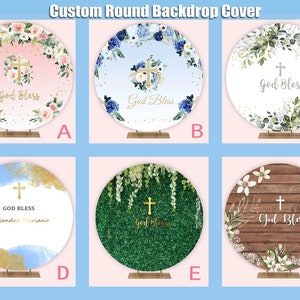 God Bless Round Backdrop Cover Stand Baby Baptism Christening Circle ...