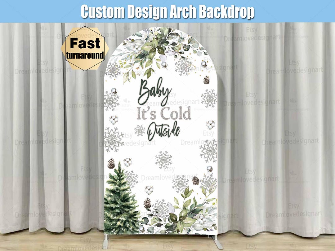 Baby It's Cold Outside Baby Shower Arch Backdrop Cover Stand Silver ...