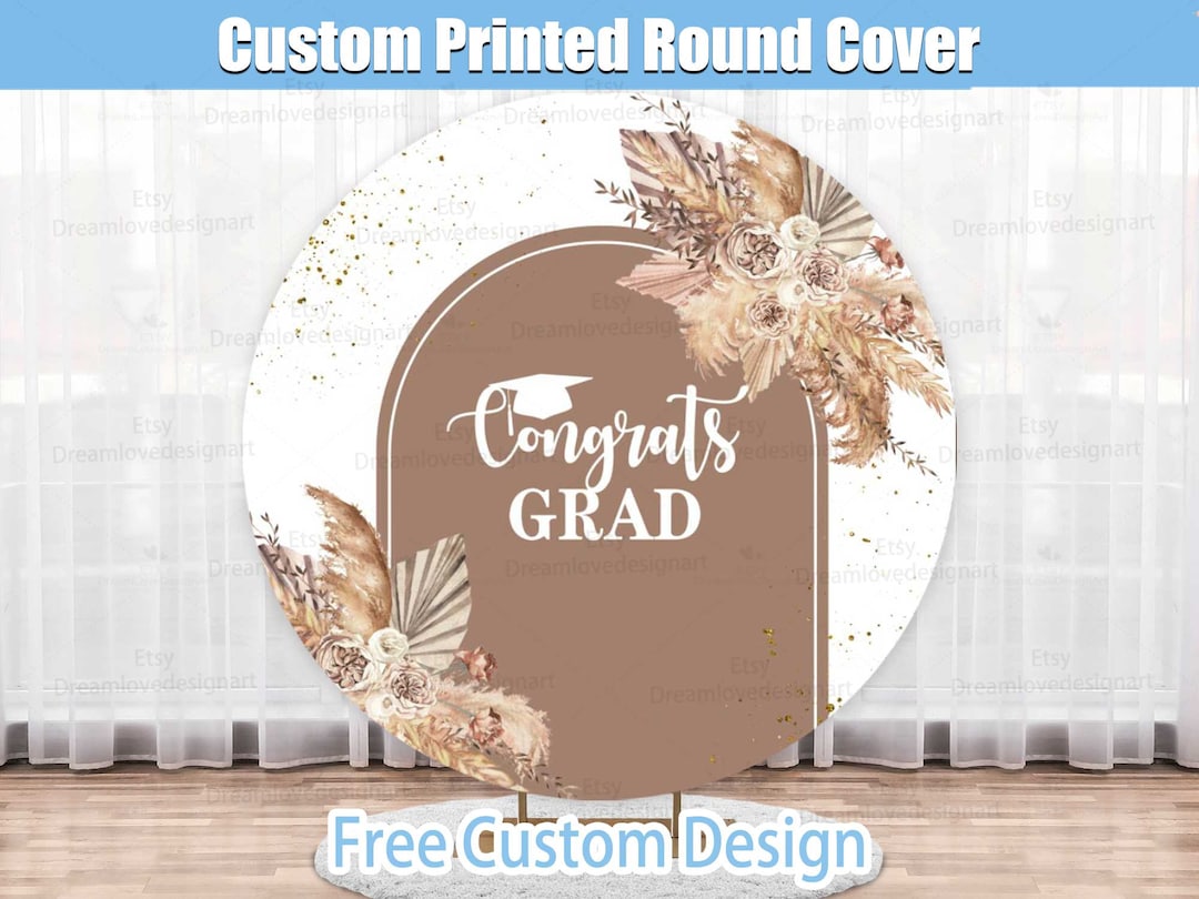 Class of 2024 Graduation Round Backdrop Cover Bohemian Boho Floral ...