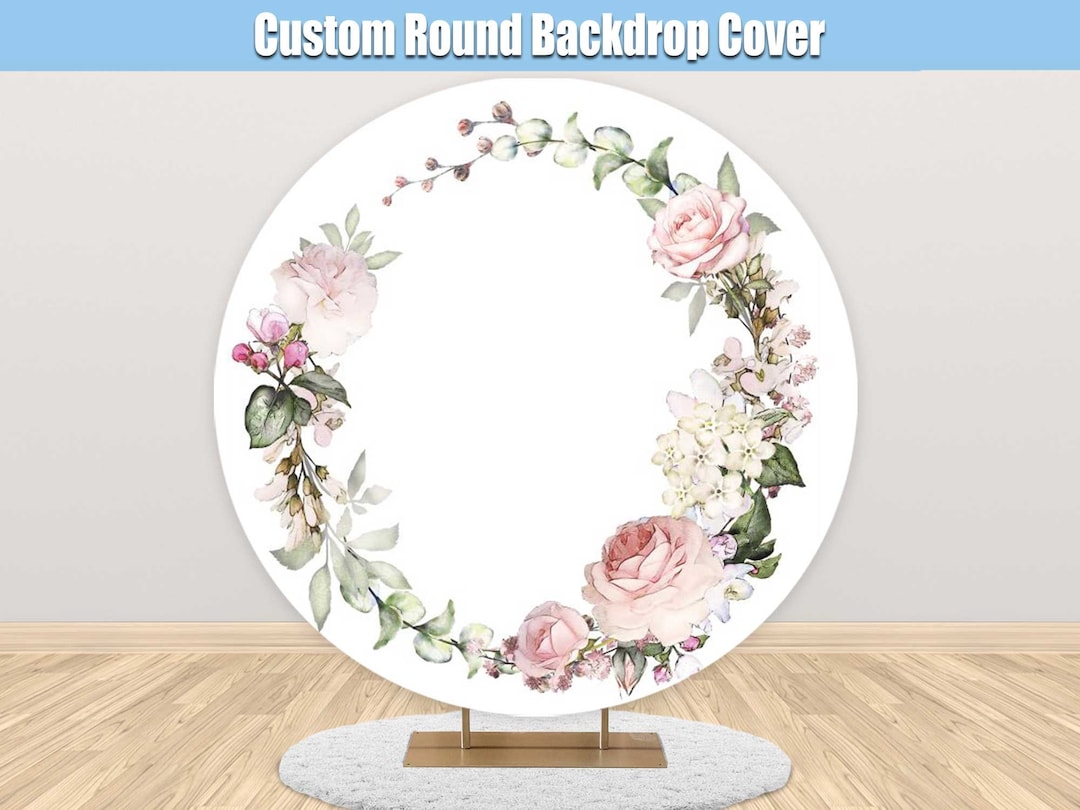Flowers Birthday Round Backdrop Cover Girl Elegant Floral Wreath Baby ...