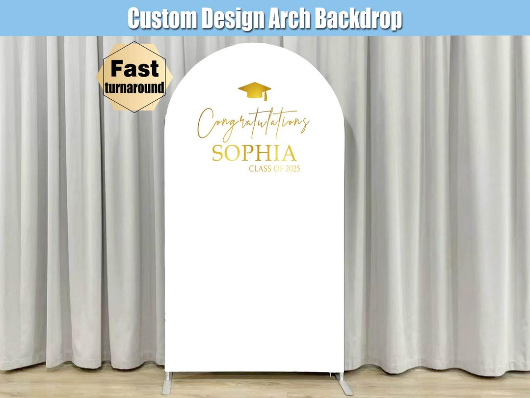 Gold Graduation Arch Backdrop Cover Fabric Class of 2025 Cover Stand ...