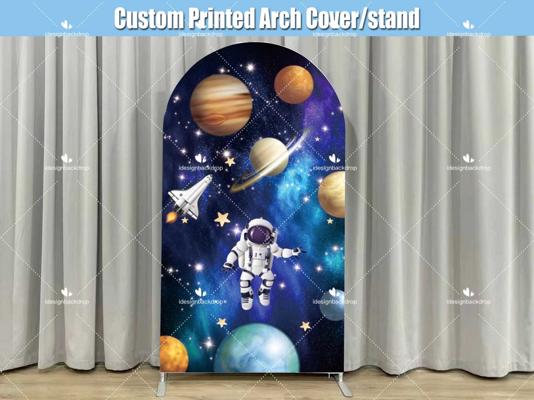 Outer Space Astronaut Arch Backdrop Cover Stand Universe Star Baby Boy ...