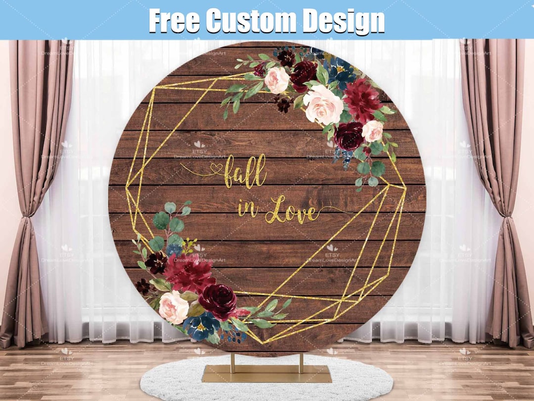 Fall in Love Round Backdrop Cover Autumn Bridal Shower Party Circle ...