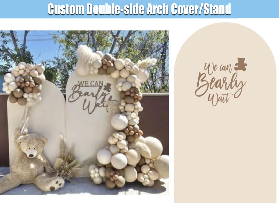 Bear Baby Shower Arch Backdrop We Can Bearly Wait Party Beige Ivory ...
