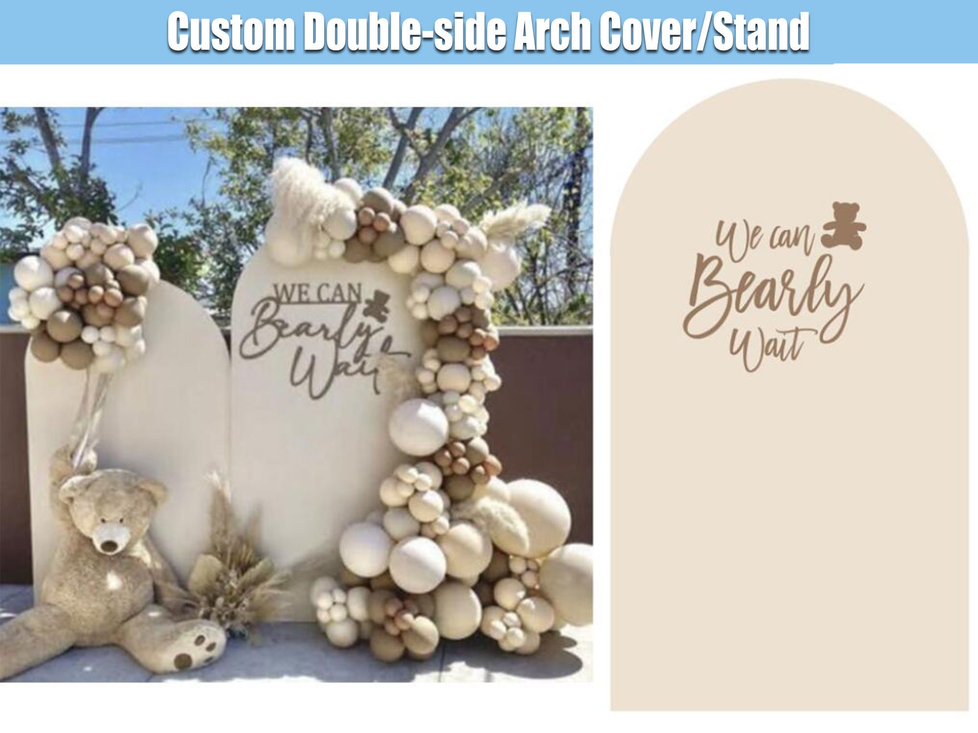 Bear Baby Shower Arch Backdrop We Can Bearly Wait Party Arch Beige ...