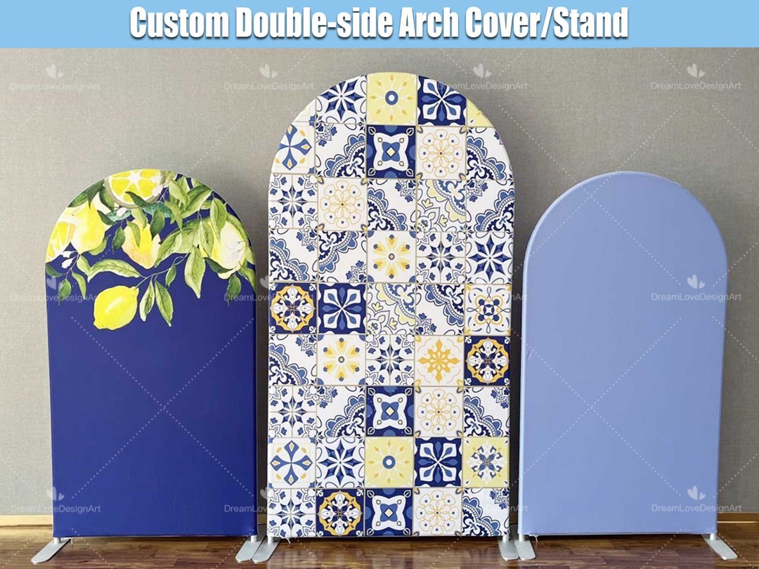 Mediterranean Lemon Arch Backdrop Stand Cover Custom Positano Tiles ...