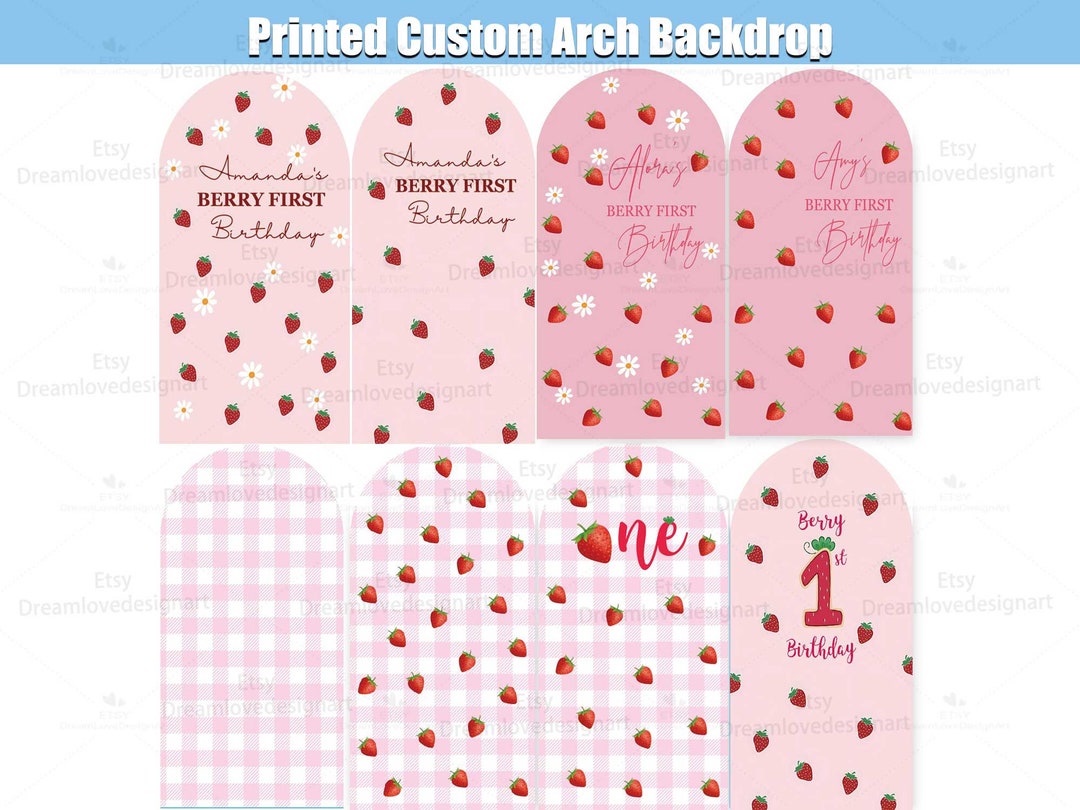 Strawberry Arch Backdrop Cover Stand Berry 1st Birthday Pink Baby ...