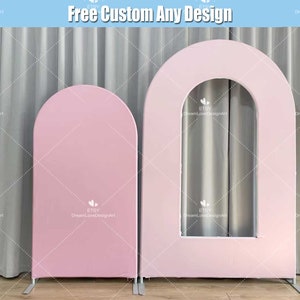 Pink Open Arch Backdrop Pastel Pink Metal Stand With Cover Custom Panel ...