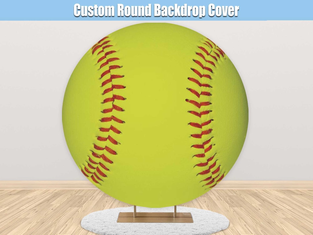 Softball Round Backdrop Cover Fabric Baseball Baby Boy Kids Birthday ...