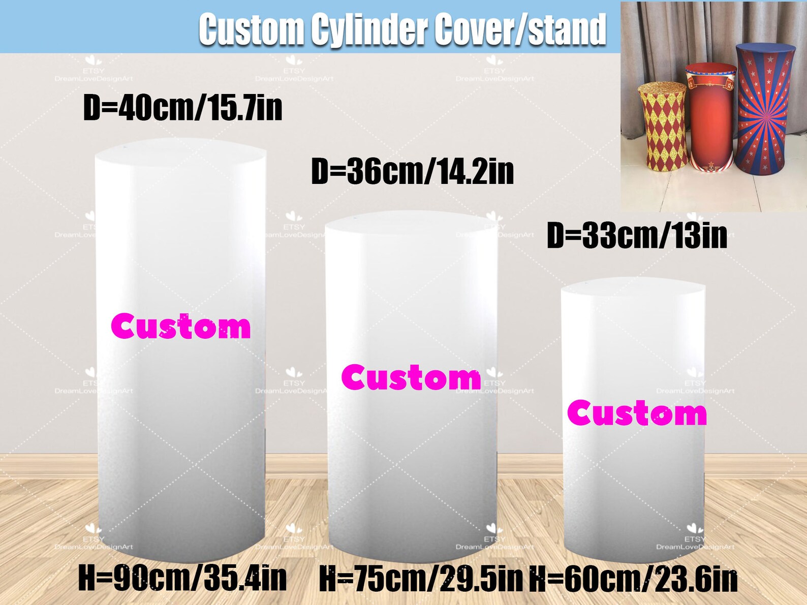Circus Cylinder Covers Plinth Pedestal Custom Table Stretch Cloth ...
