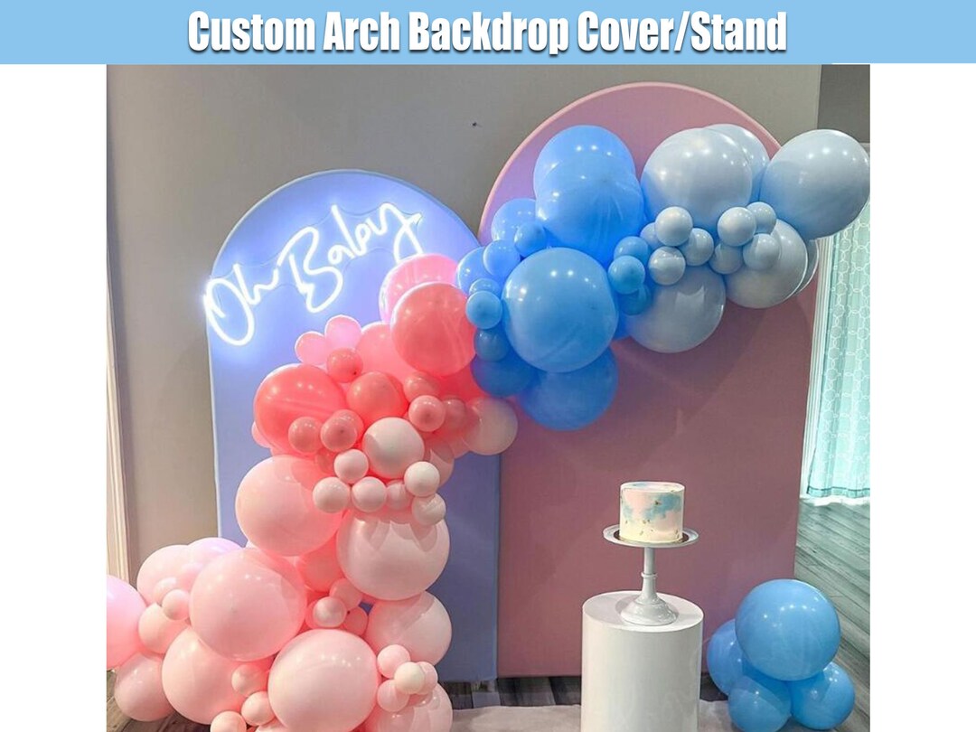 Pink Blue Arch Backdrop Double-sided Cover Custom Boy or Girl Baby ...