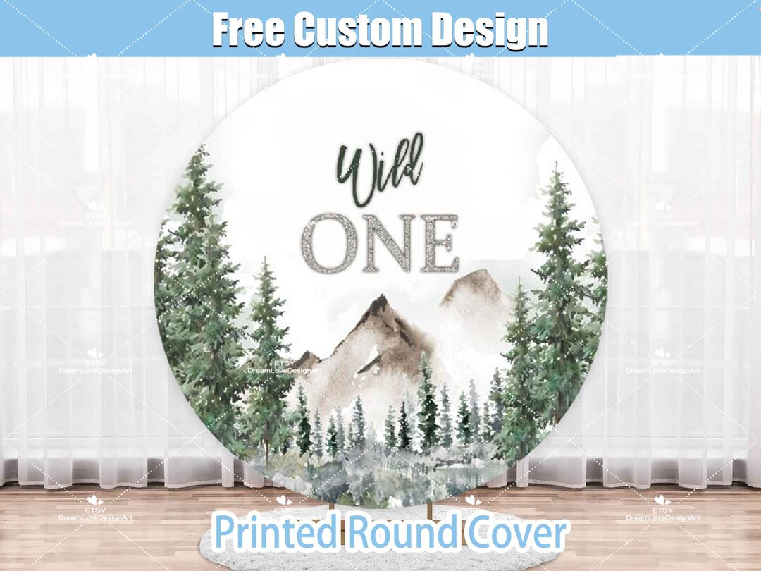 Wild One Round Backdrop Cover Winter Baby 1st Birthday Adventure Begin ...