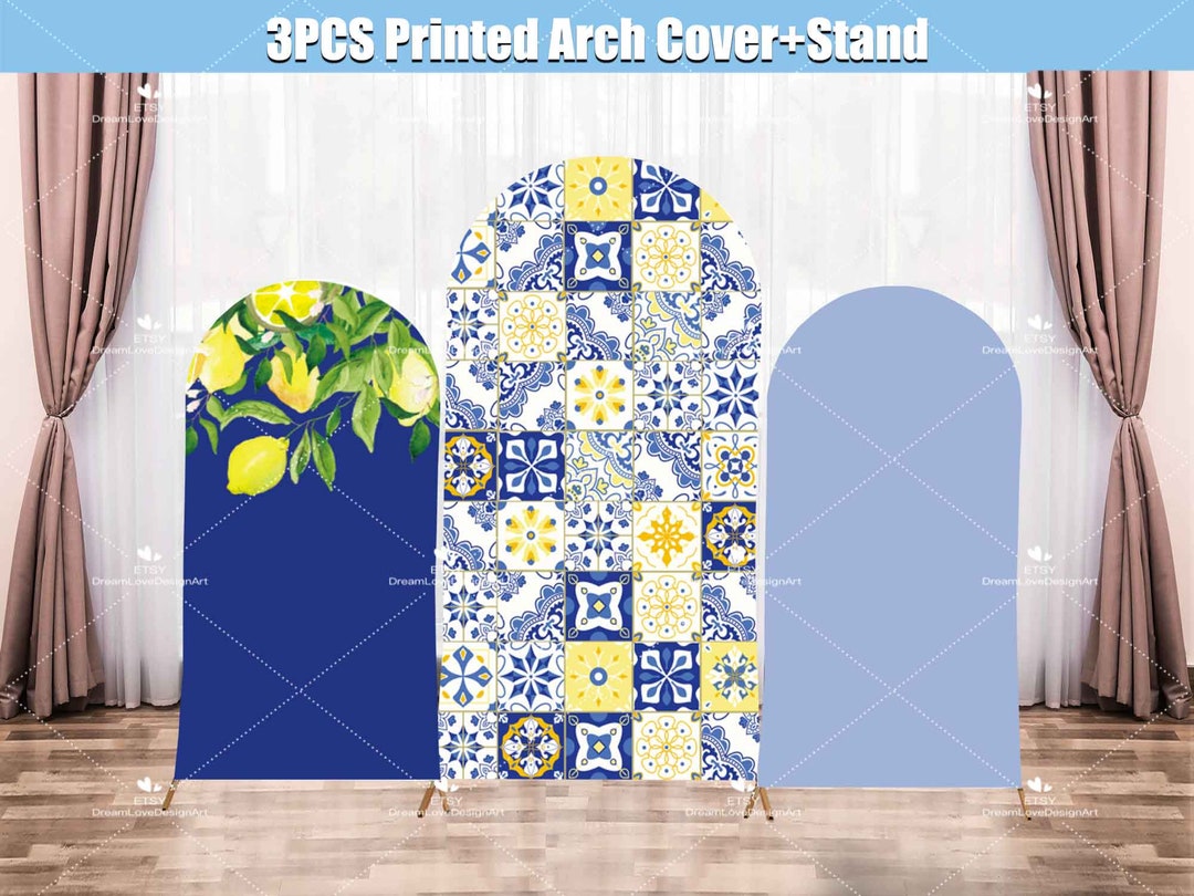 3PCS Mediterranean Bridal Shower Arch Backdrop Gold Metal Stand Set of ...