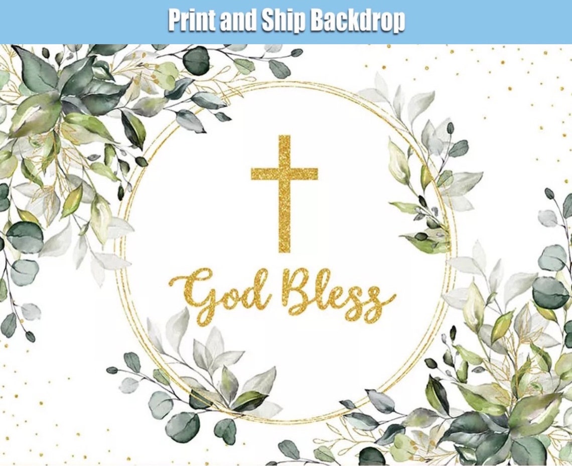 God Bless Party Backdrop Greenery Baptism Chritian Baby Rustic - Etsy