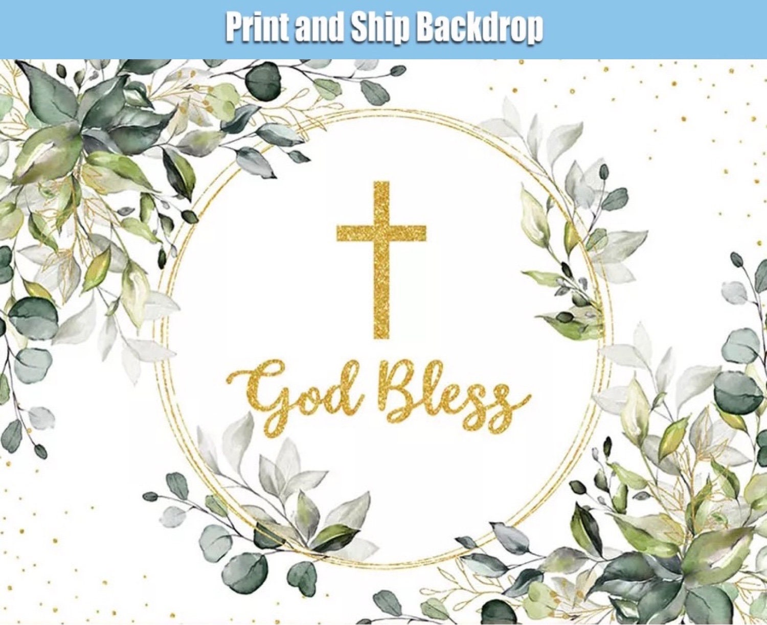 God Bless Party Backdrop Greenery Baptism Chritian Baby Rustic - Etsy