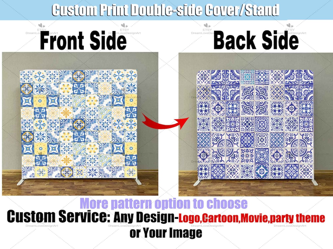 Mediterranean Photobooth Square Backdrop Stand Custom Positano Tiles ...