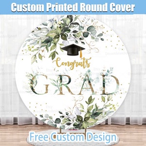 Class of 2024 Graduation Round Backdrop Cover Greenery Boho Floral ...