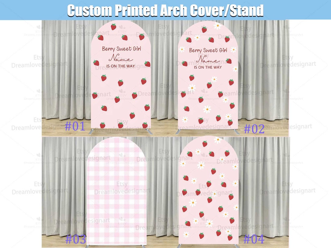 Strawberry Baby Shower Arch Backdrop Cover Stand Berry Sweet Baby Girl ...