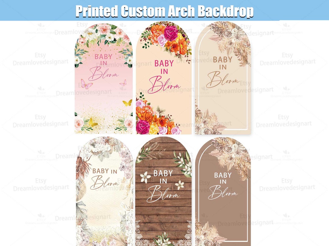 Baby in Bloom Arch Backdrop Cover Girl Baby Shower Floral Pink Boho ...