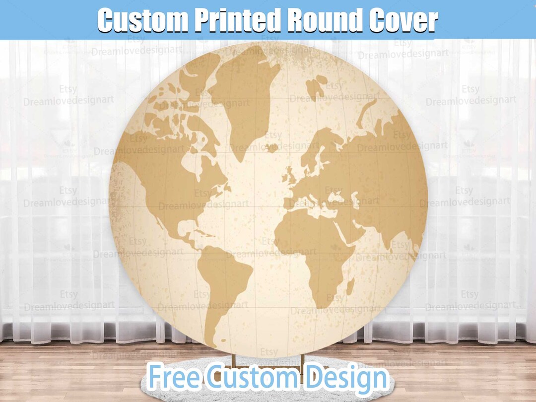 Planet World Map Round Backdrop Cover Boy Baby Shower Birthday Party ...