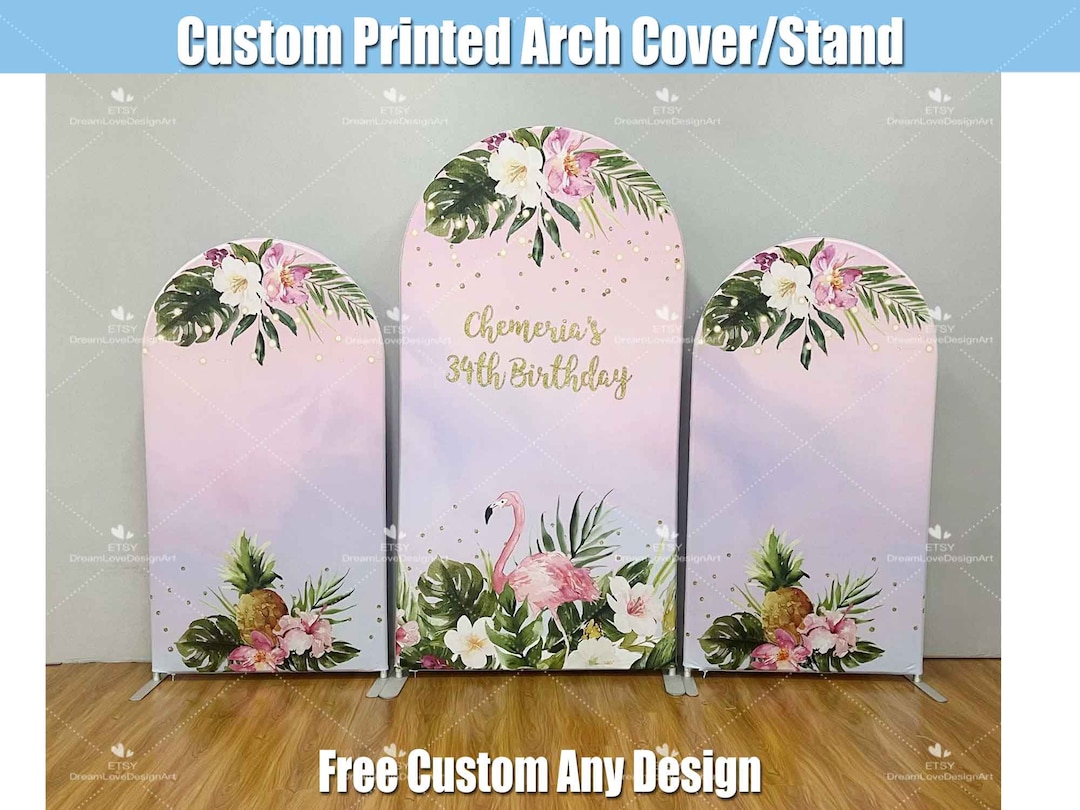 Flamingo Arch Backdrop Cover Stand Frame Summer Aloha Girl Birthday ...