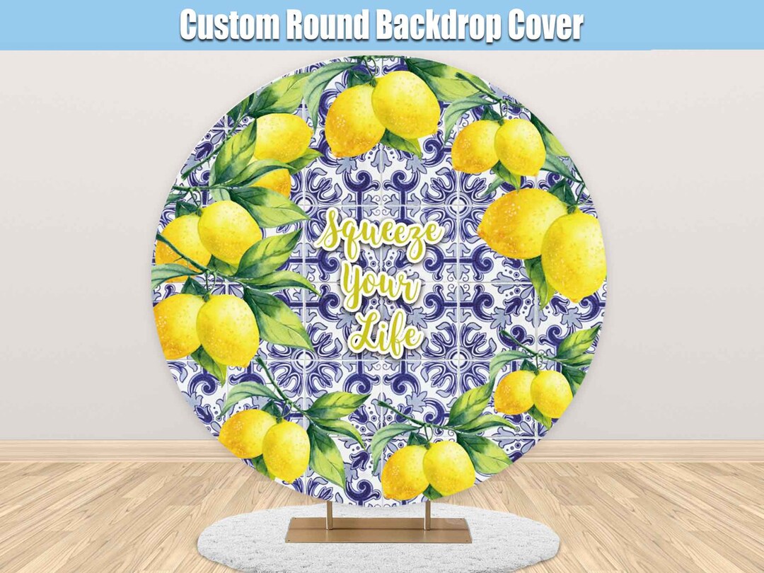 Mediterranean Round Backdrop Cover Lemon Positano Morocco Bridal Shower ...