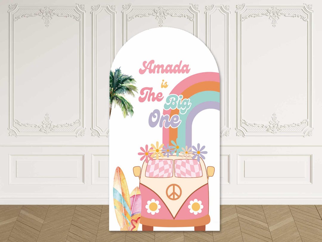 The Big One Surf Beach 1st Birthday Arch Backdrop Cover Pink Summer ...