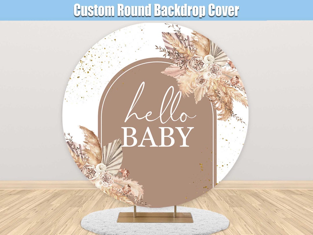 Bohemian Baby Shower Round Backdrop Cover Boho Autumn Flowers Girl Baby ...