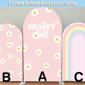 Daisy Groovy Birthday Arch Backdrop Double-sided Cover Custom Pink Baby ...