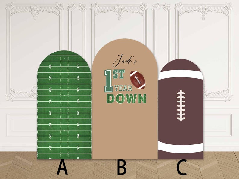 First Year Down Birthday Arch Backdrop Cover Football Party Baby Boy ...
