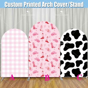 Disco Cowgirl Arch Backdrop Cover Stand Custom Retro Cow Pattern First ...
