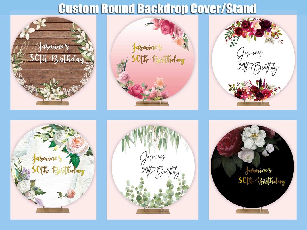 Custom Flowers Round Backdrop Cover Frame Stand Greenery Bridal Shower ...