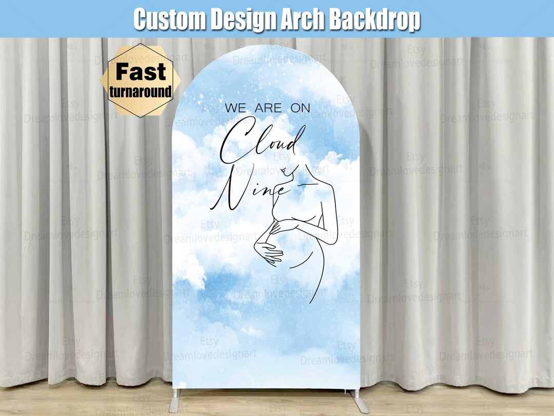 We're on Cloud Nine Baby Shower Arch Backdrop Cover Stand Gender ...