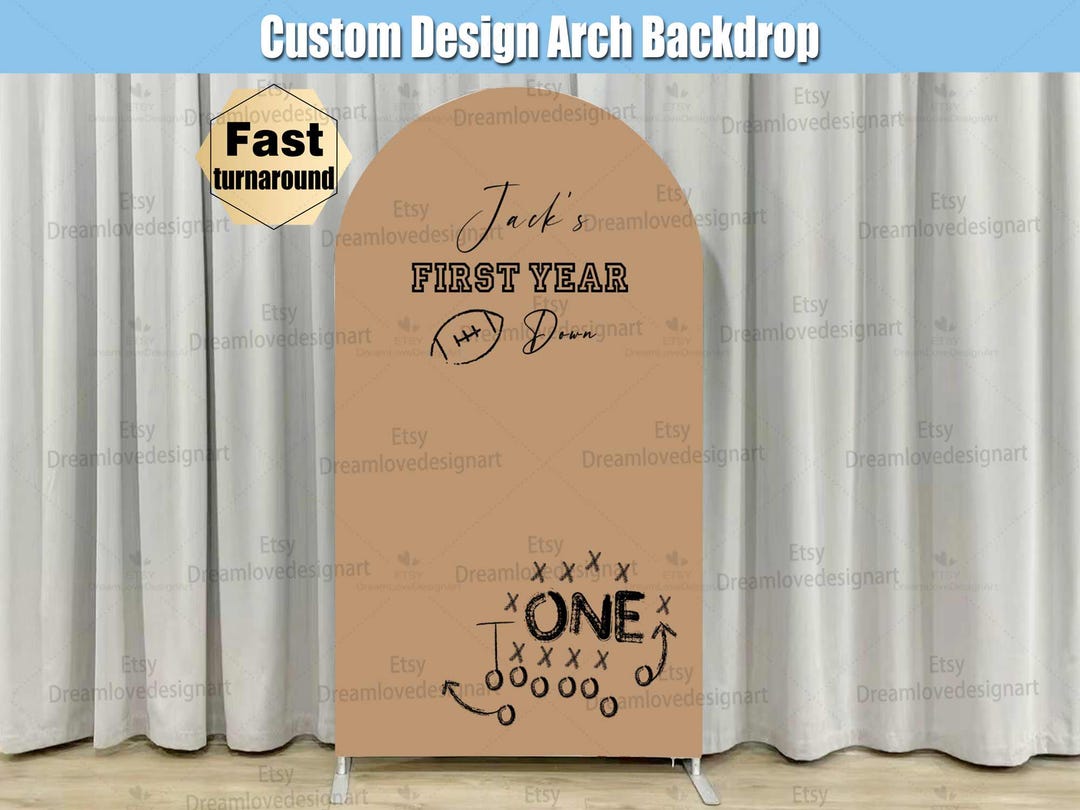 First Year Down Arch Backdrop Cover Stand Soccer Football Custom Baby ...