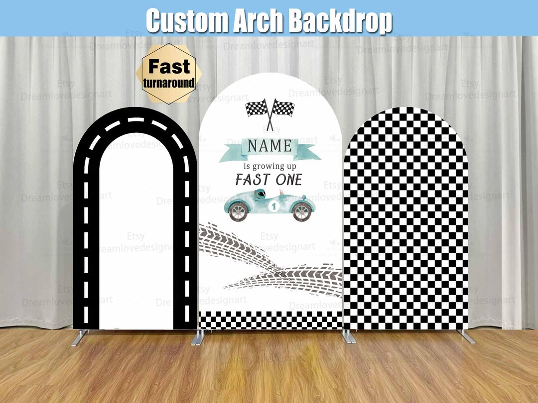 Fast One Birthday Arch Backdrop Cover Stand Racing Car Race Two Fast ...