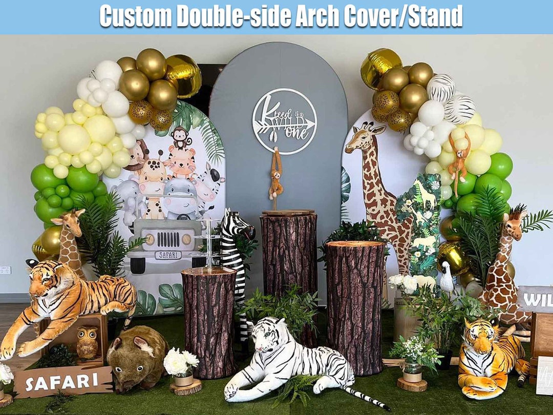Safari Birthday Arch Backdrop Double-sided Cover Stand Frame Custom ...