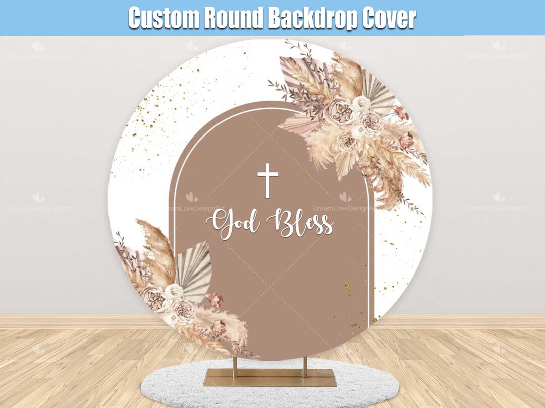 Bohemian God Bless Round Backdrop Cover Campas Grass Flowers Baby ...