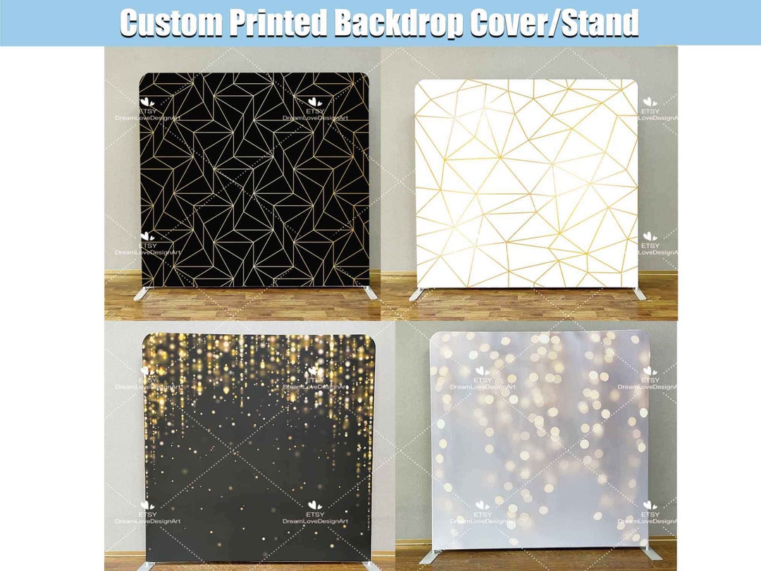 Gold Geometric Bokeh Square Photobooth Backdrop Custom Cover Stand Wall ...