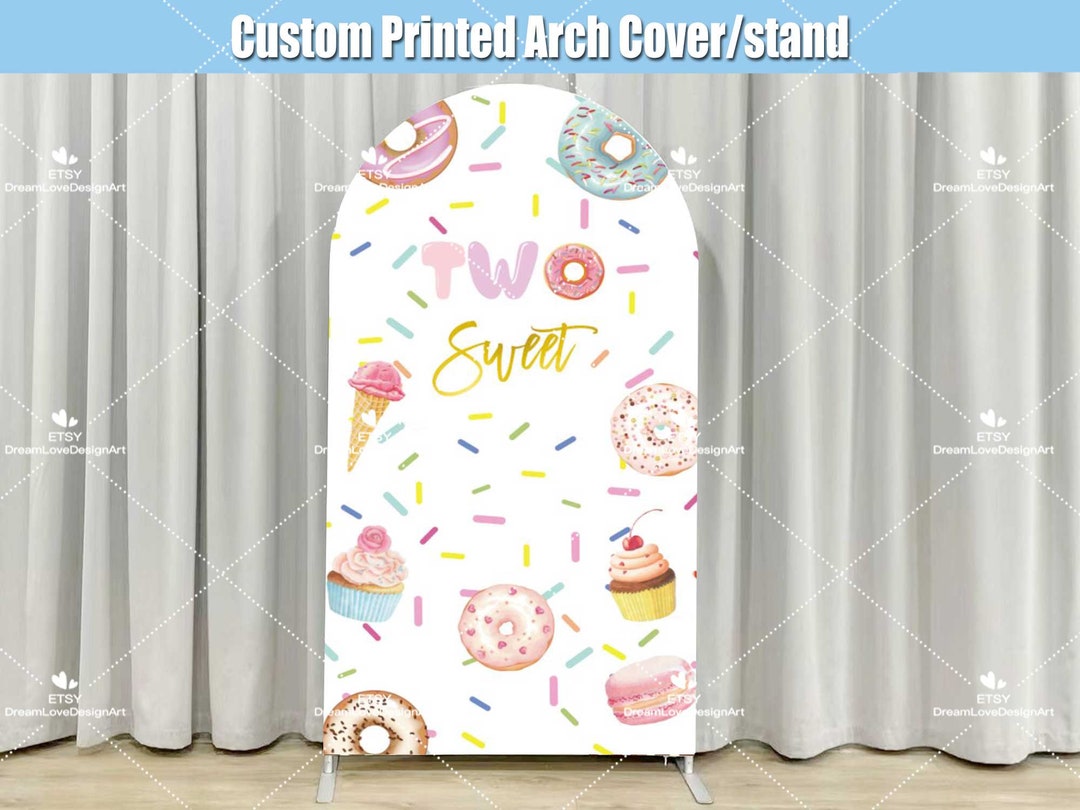 Two Sweet Arch Backdrop Cover Stand Donuts Baby Girl 2nd 1st Birthday ...