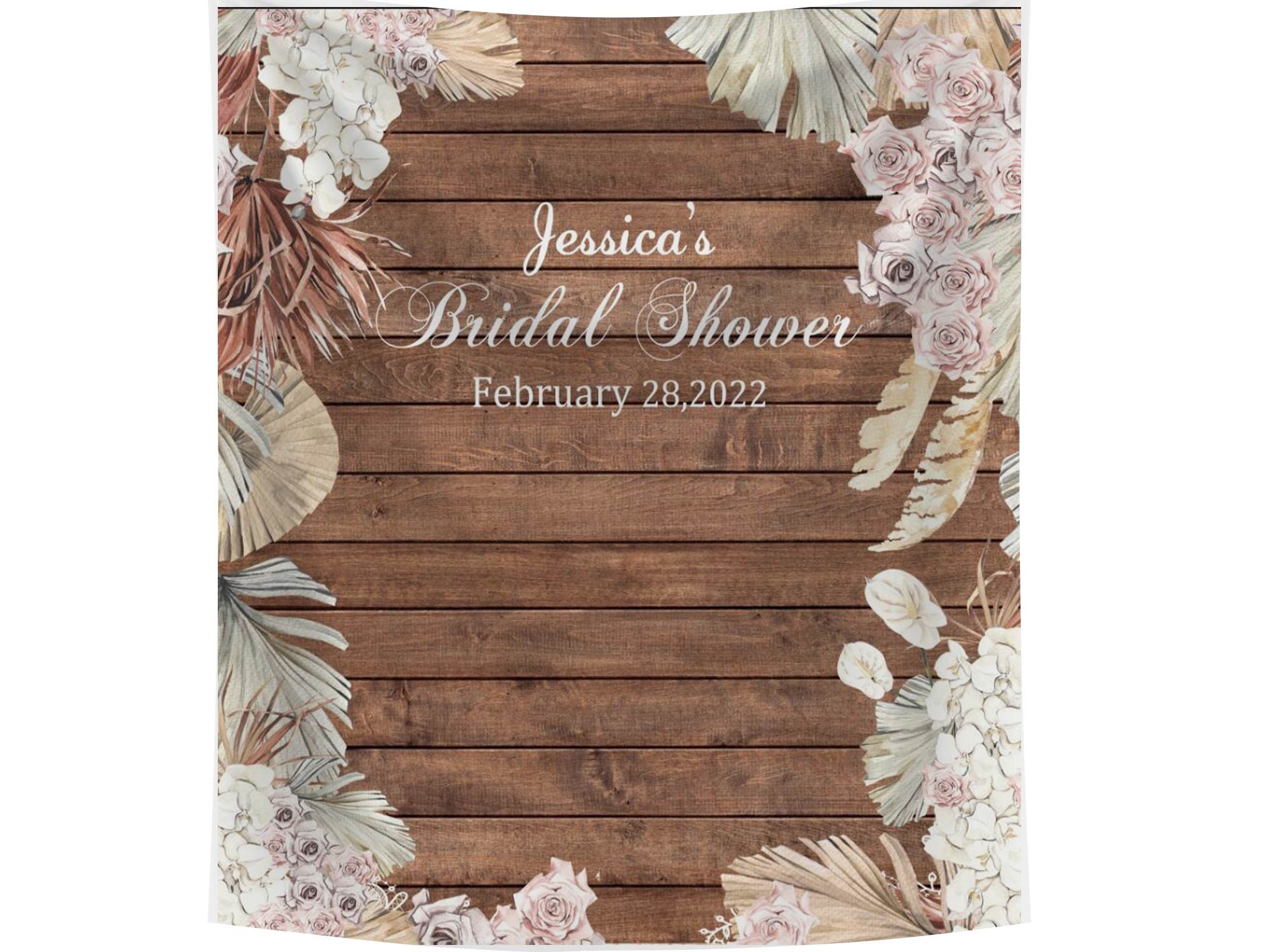 Boho Bridal Shower Party Backdrop Bohemian Rustic Wood Wedding Photo ...