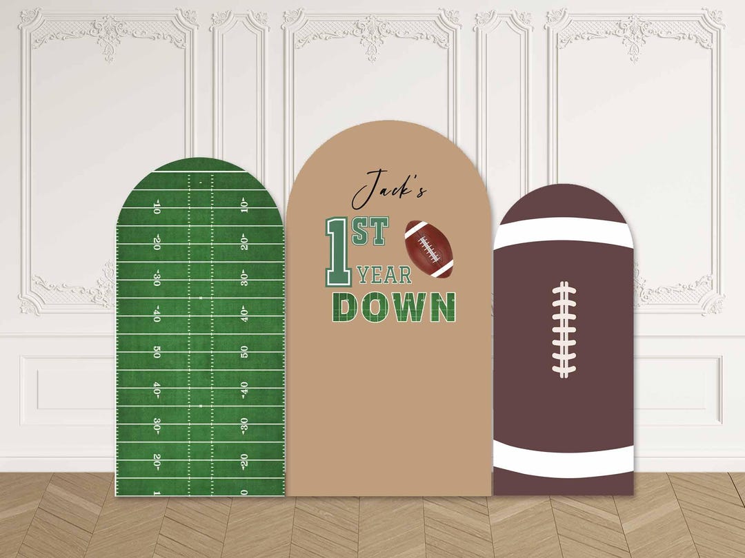 First Year Down Birthday Arch Backdrop Cover Football Party Baby Boy ...