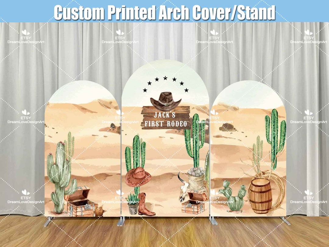 First Rodeo Arch Backdrop Cover Stand Western Cowboy Baby Boy 1st ...