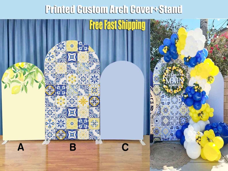 Lemon Bridal Shower Arch Backdrop Cover Stand Custom Positano - Etsy