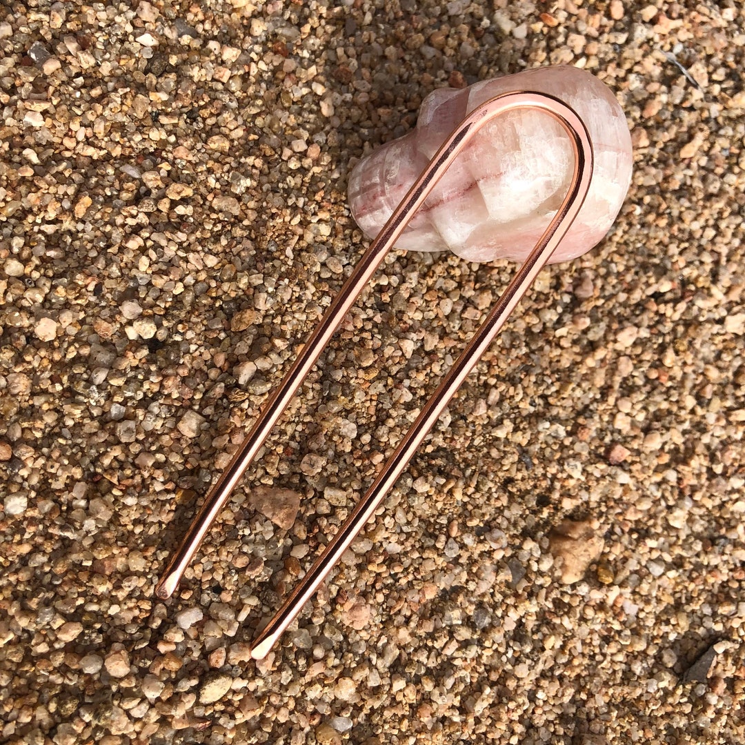 Hammered Copper Hair Fork Light Texture Handmade Minimalist Copper Hair ...