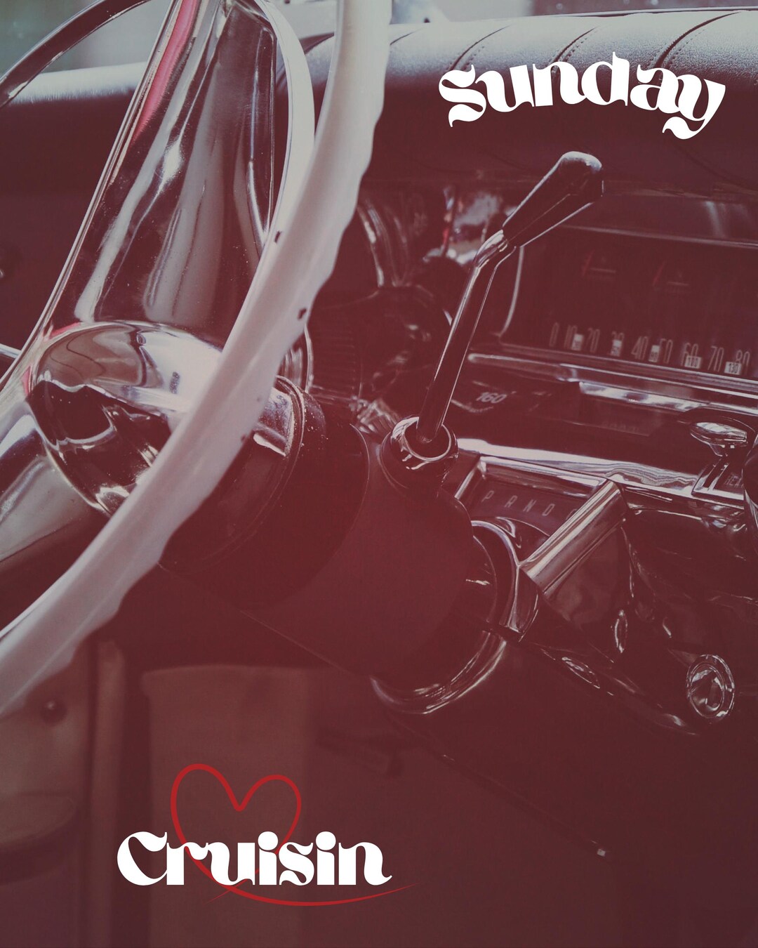 Retro Car Wall Art Print: Sunday Cruisin' Vintage Decor (digital ...
